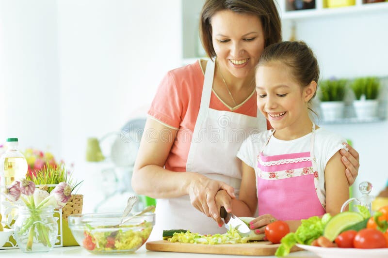 Mother and Daughter Preparing Breakfast Stock Photo - Image of healthy ...