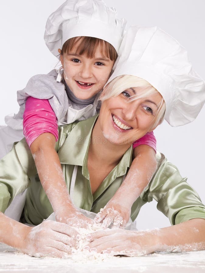 Mom and Daughter Making Bread Stock Image - Image of apartment, calm ...