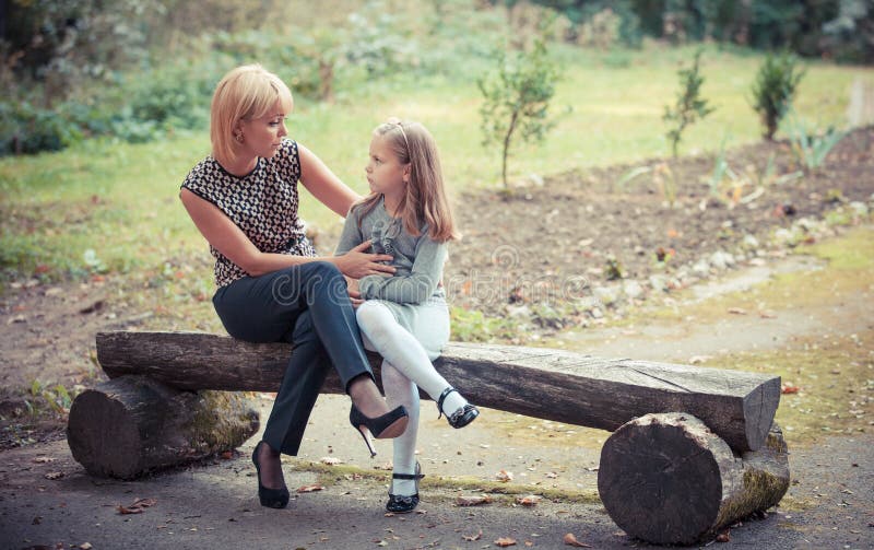 Mother with the Daughter in Problems Stock Image - Image of autumn ...