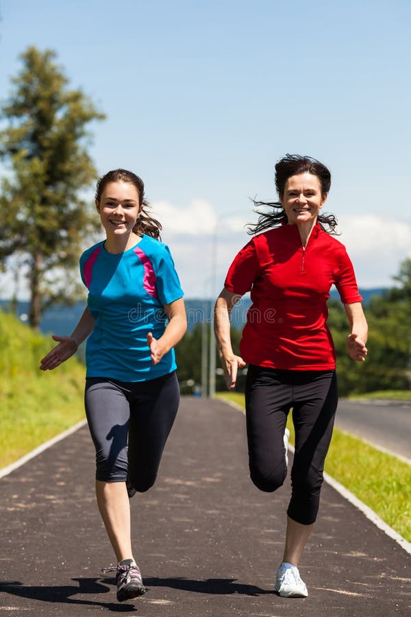 Mother and Daughter Running Stock Image - Image of family, green: 38197955