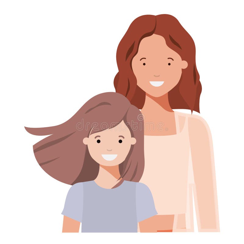 Mother and Daughter Smiling Avatar Character Stock Vector ...
