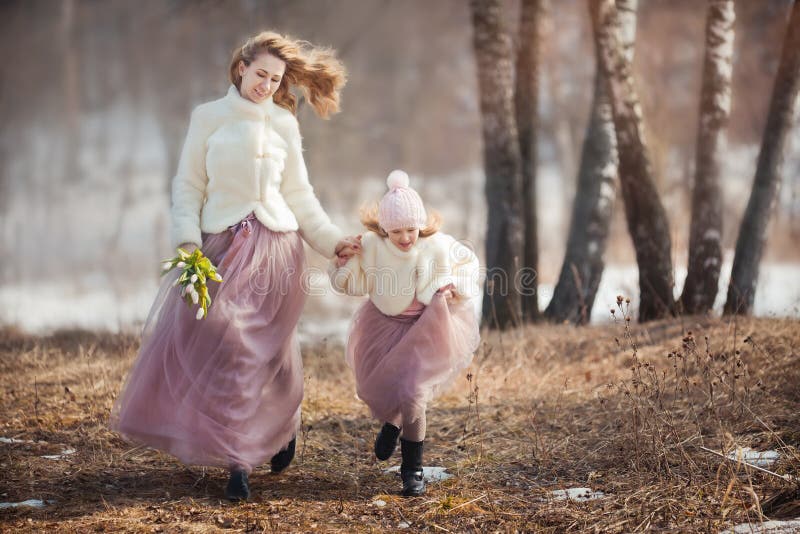 Mother with Daughter in Spring Park Stock Photo - Image of harmony ...