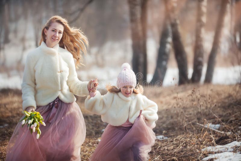 Mother with Daughter in Spring Park Stock Photo - Image of motherhood ...