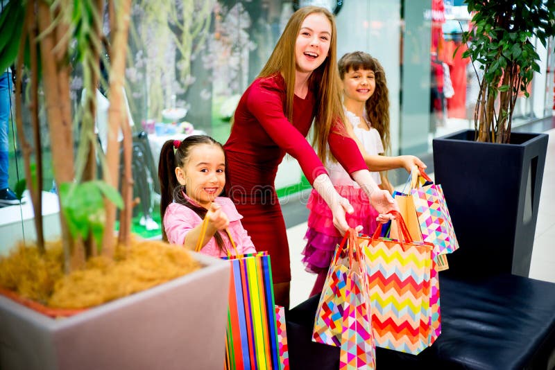 Mother and Daughters Shopping Stock Image - Image of mother, leisure ...