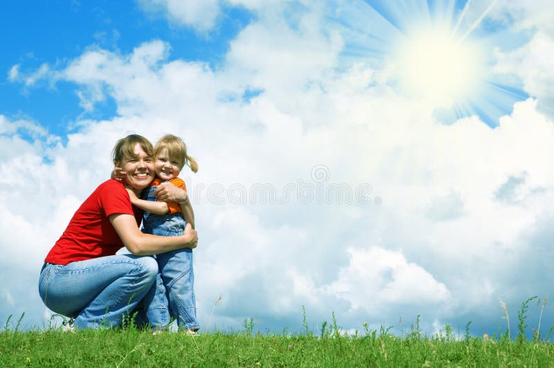 Mother Embrace Little Daughter Stock Photo - Image of childhood, girl ...