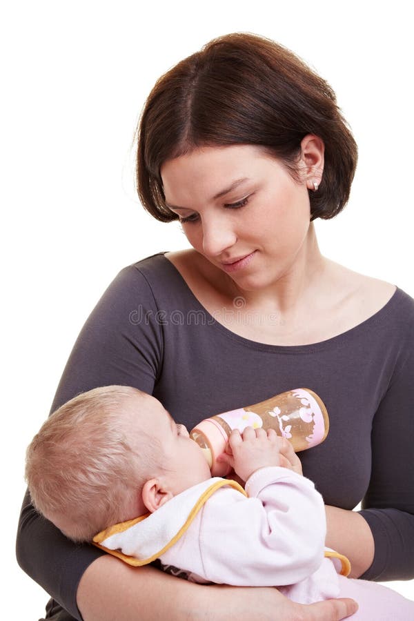 Mother Feeding Baby with Milk Stock Image - Image of carry, people ...