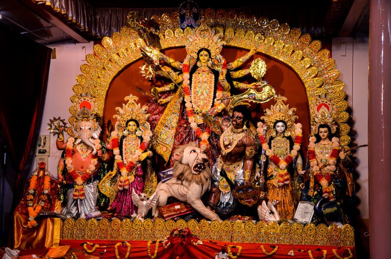 Mother Goddess Devi, the Power of Good Over Evil with Bow and Arrows ...