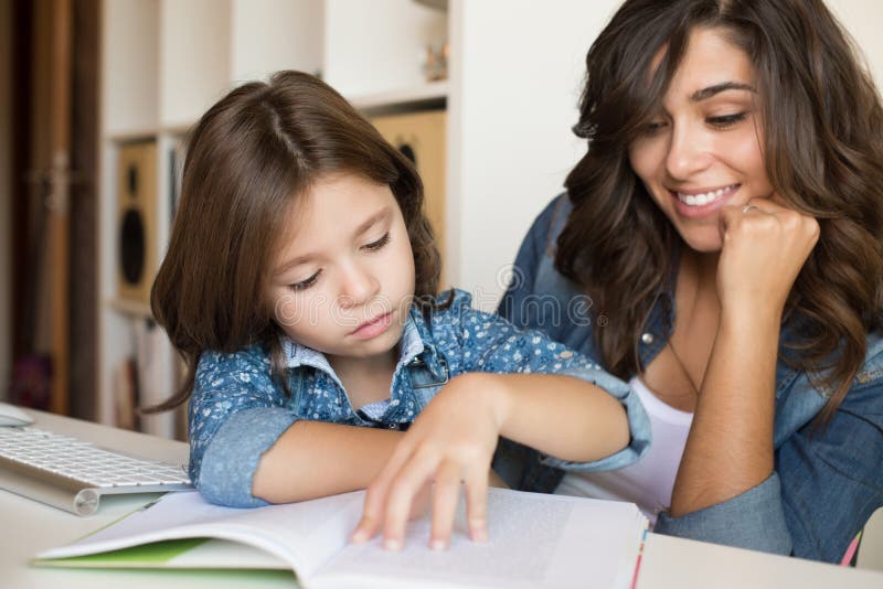 Mother Helping Child With Homework Stock Image - Image of sister ...