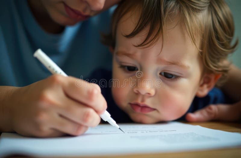Mother Helps Child with Vaccination Paperwork while Learning about AI ...