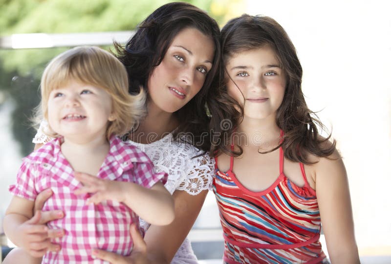 Mother with Her Beautiful Daughters Stock Photo - Image of cheerful ...