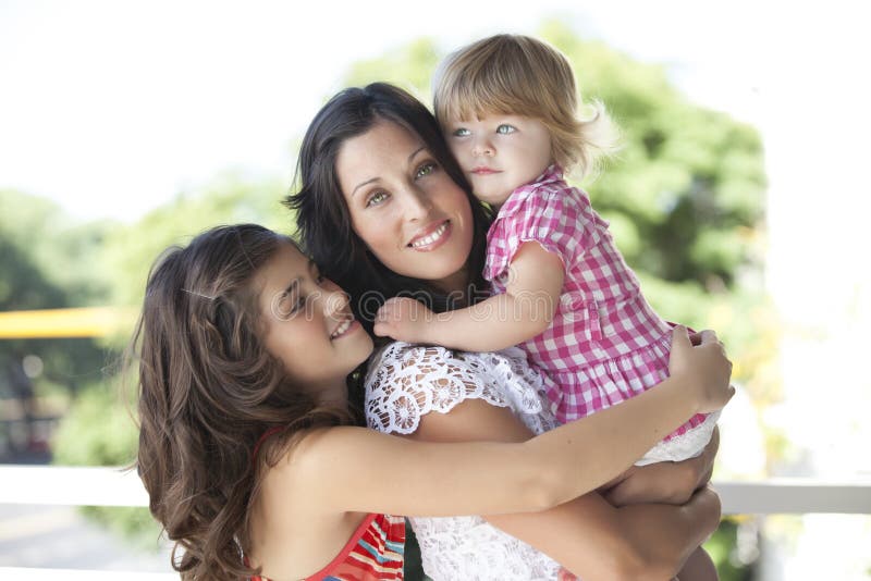 Mother with Her Beautiful Daughters Stock Image - Image of parent ...