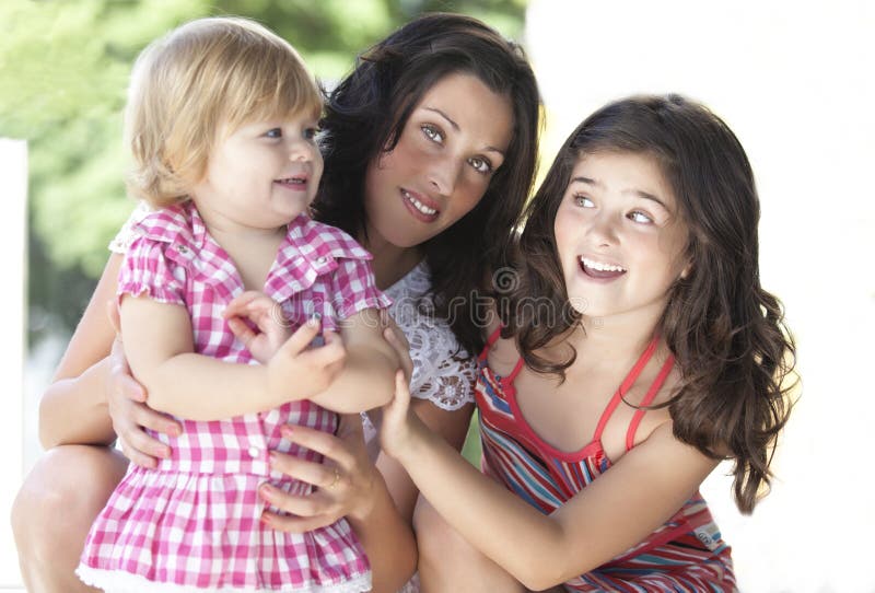 Mother with Her Beautiful Daughters Stock Image - Image of females ...