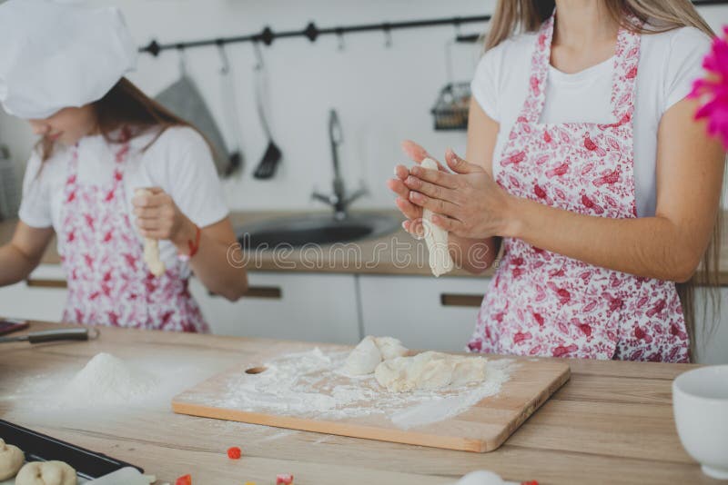 Mother with Her Daughter are Preparing the Buns Stock Image - Image of ...