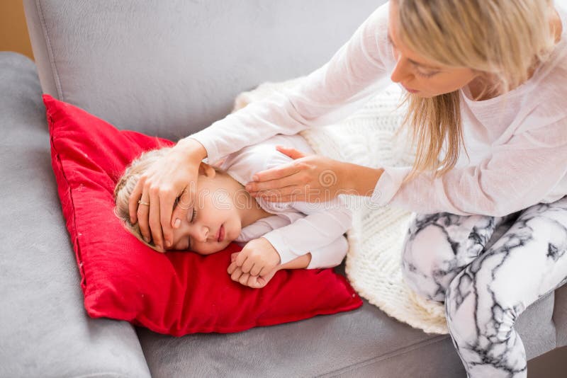 Mother with Her Sick Kid at Home Stock Image - Image of unwell, illness ...