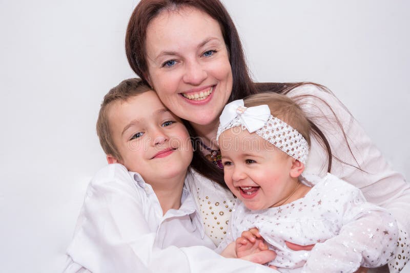 Mother with Her Two Children Stock Photo - Image of women, daughter ...