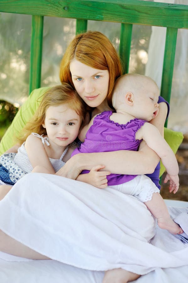 Mother and Her Two Daughters Stock Image - Image of happiness, adult ...