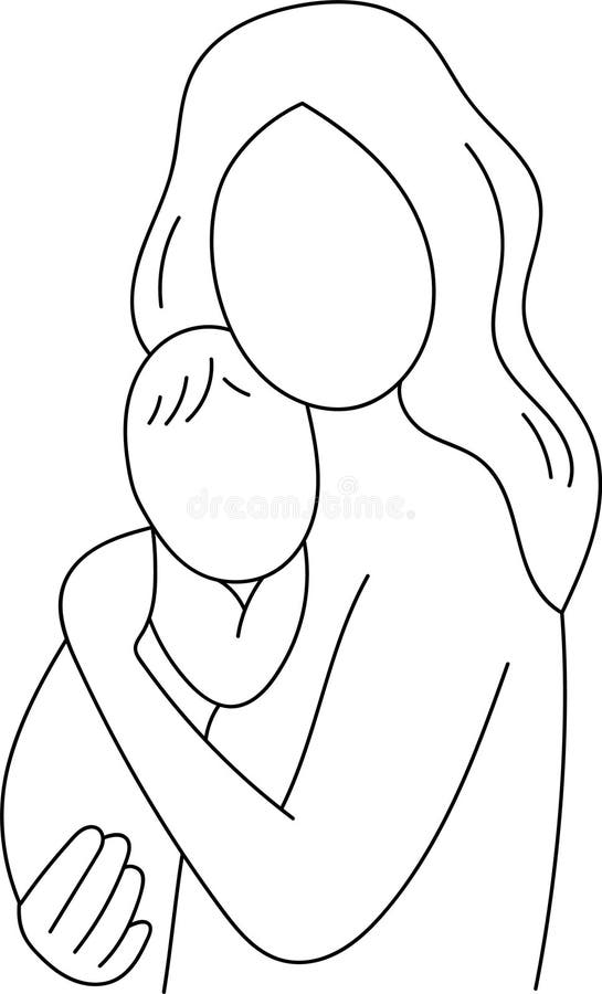 Mother Holding Baby Line Art Stock Vector - Illustration of woman, care ...