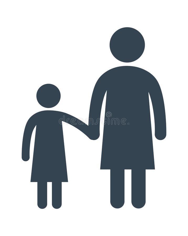 Mother Holding Daughter Hand Icon Stock Vector - Illustration of child ...
