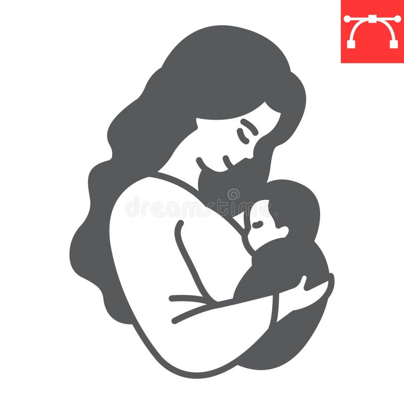 Mother Hugging Her Baby Glyph Icon Stock Vector - Illustration of baby ...