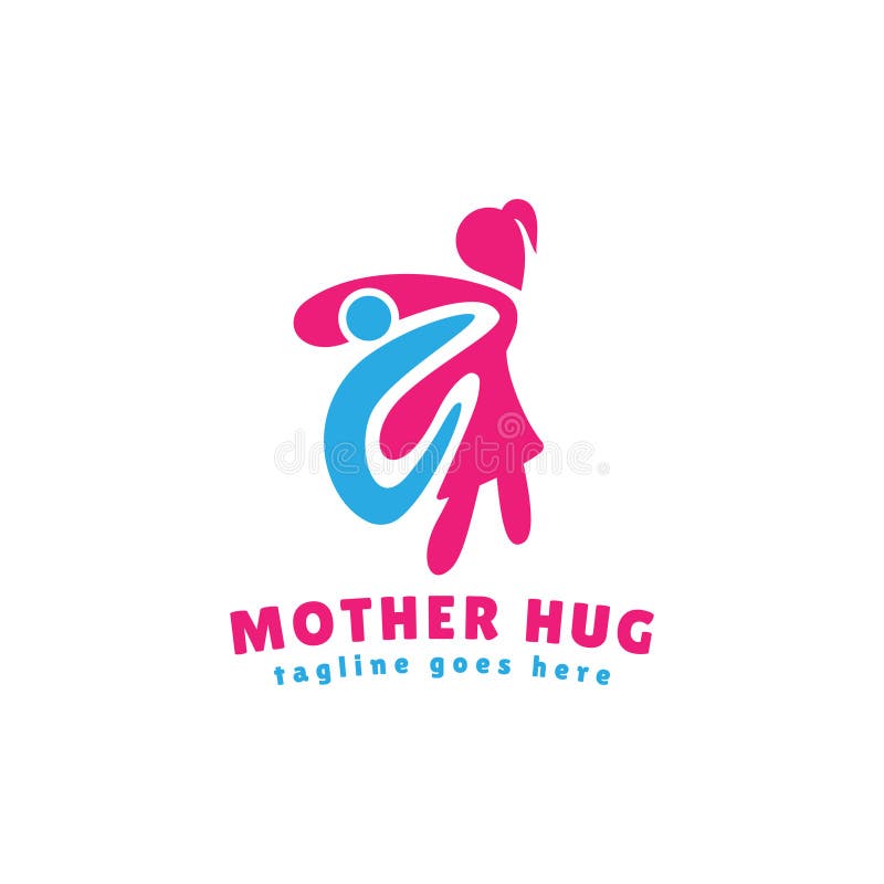 Mother Hugging Her Child Logo Design. Vector Logo Illustration Stock ...
