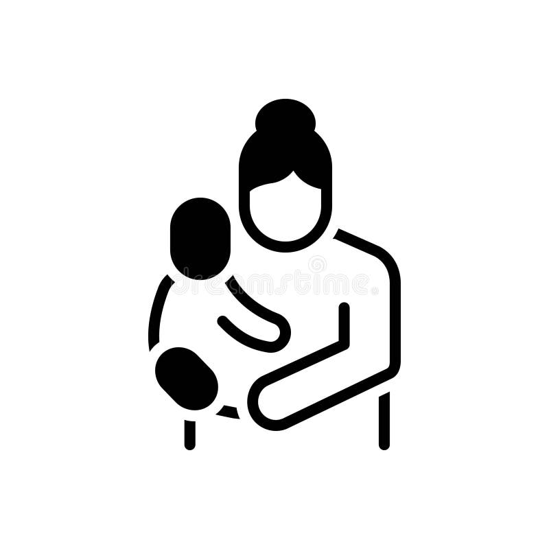 Black Solid Icon for Mother, Matriarch and Baby Stock Illustration ...