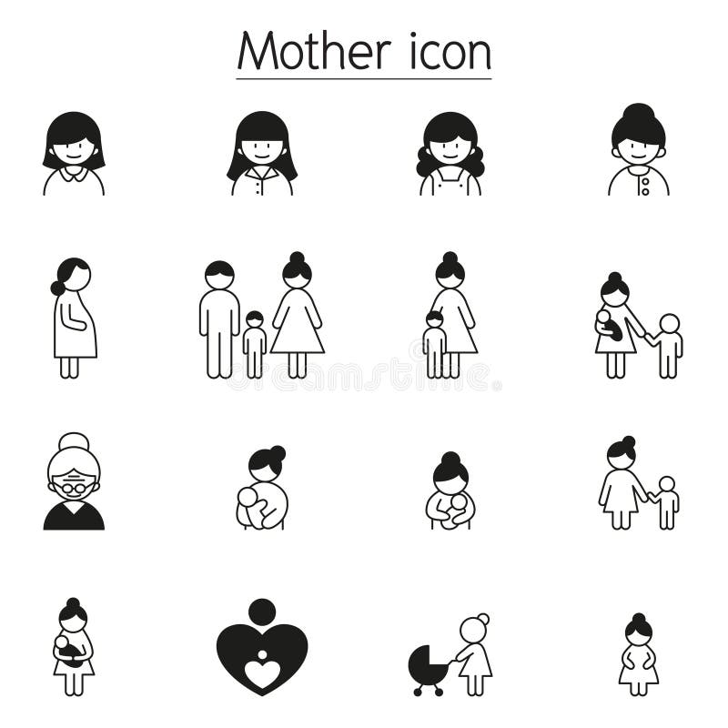 Mother icon set stock vector. Illustration of wife, mother - 328182121
