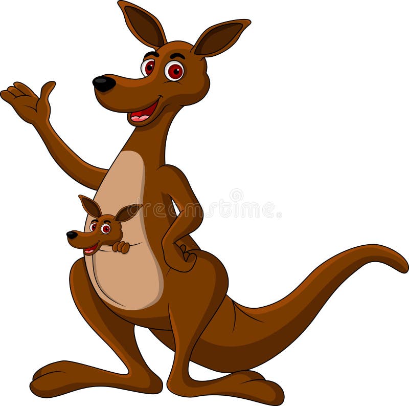 Mother and Baby Kangaroo Cartoon Stock Vector - Illustration of ...