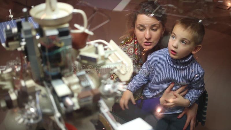 Mother and Kid Look at Exhibits Under Glass in Stock Footage - Video of ...