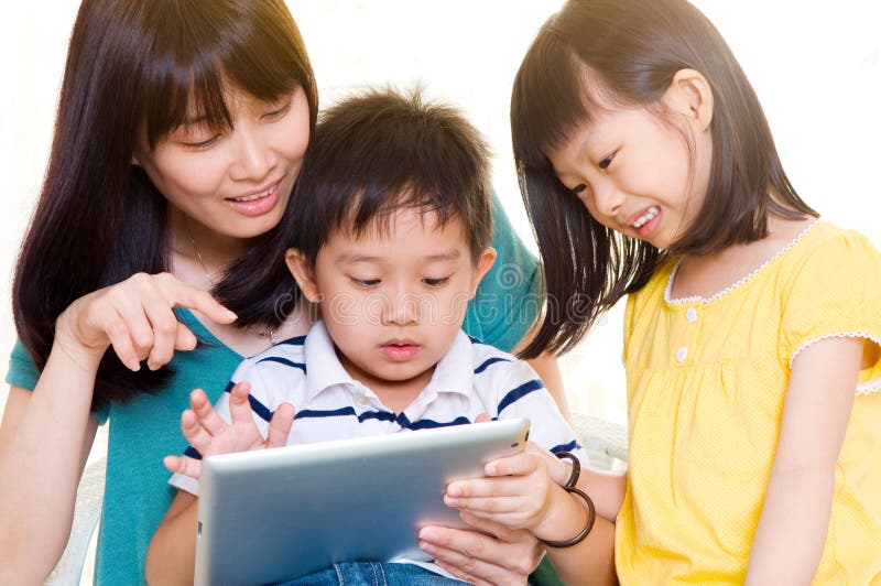 Mother and kids stock image. Image of pointing, beautiful - 113149507