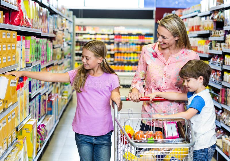 Mother With Her Two Kids Smiling Stock Image - Image of bowl, dairy ...
