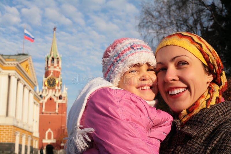 Mother with Little Girl in Kremlin Faces Stock Image - Image of child ...
