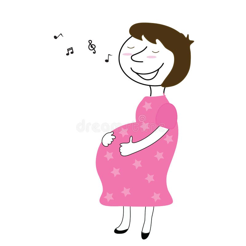 Mother Pregnant Happy and Singing for Baby Stock Vector - Illustration ...