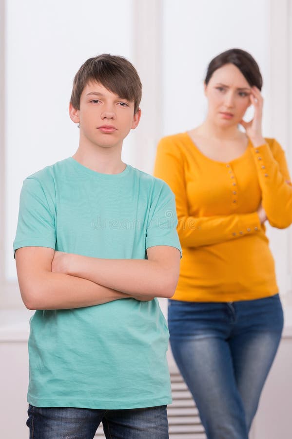 Mother and problem child. stock photo. Image of talking - 33685698