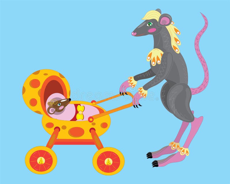 Mother Rat and Rat Bastard. Stock Illustration - Illustration of wheels ...