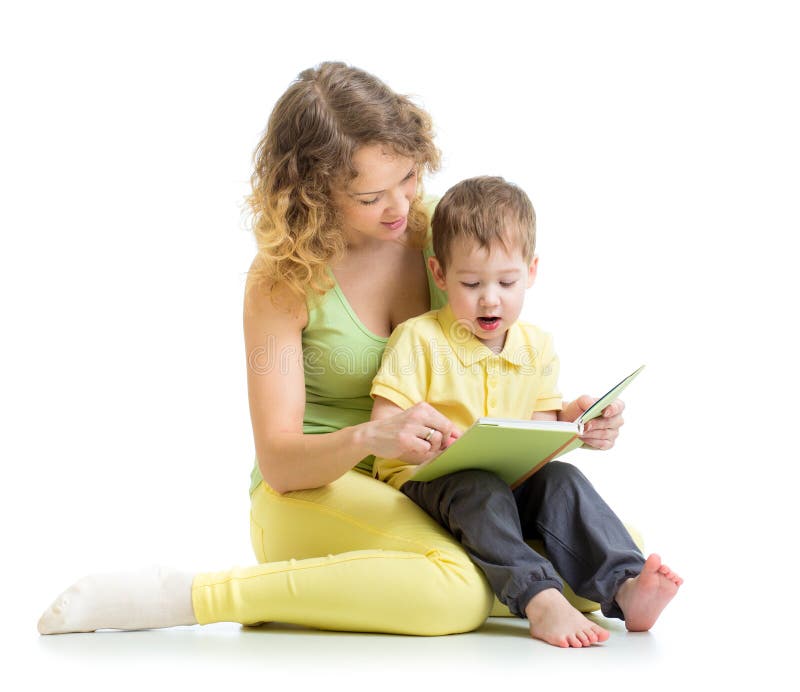 Mother Reading a Book To Child Boy Stock Photo - Image of education ...