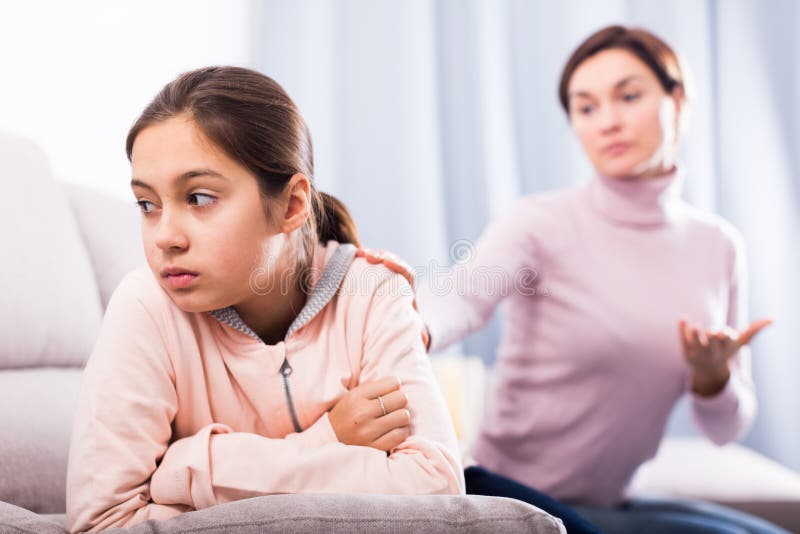 Mother Reprimands Her Daughter Stock Image - Image of family, child ...