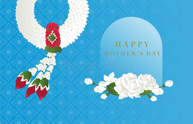 Mother S Day Blue Invitation with Jasmine for Horizontal Design Stock ...