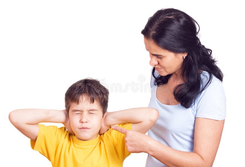 Mother scolding her son stock image. Image of discipline - 17649953