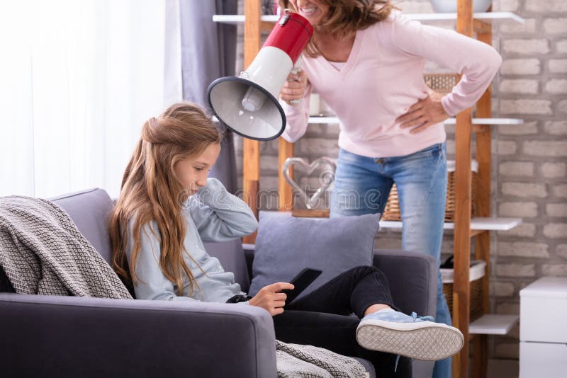 Mother Shouting while Son Ignoring Her at Home Stock Image - Image of ...