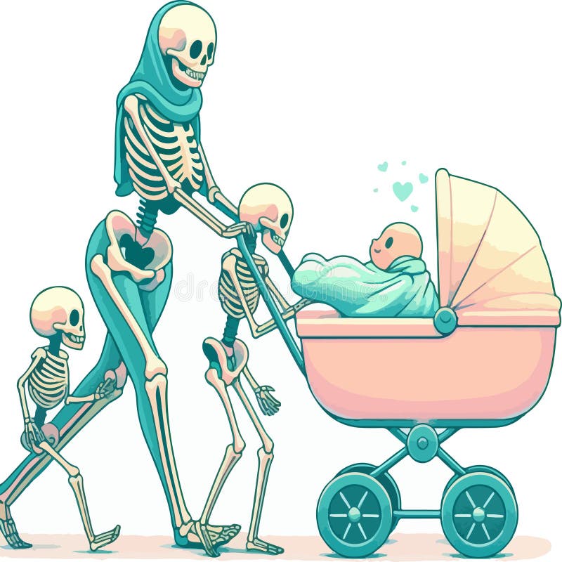 Mother skeleton and kid stock vector. Illustration of walk - 320882760