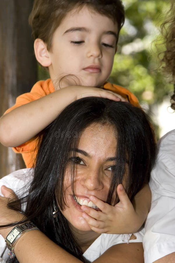 Protective Mom stock photo. Image of mother, scared, hispanic - 80212