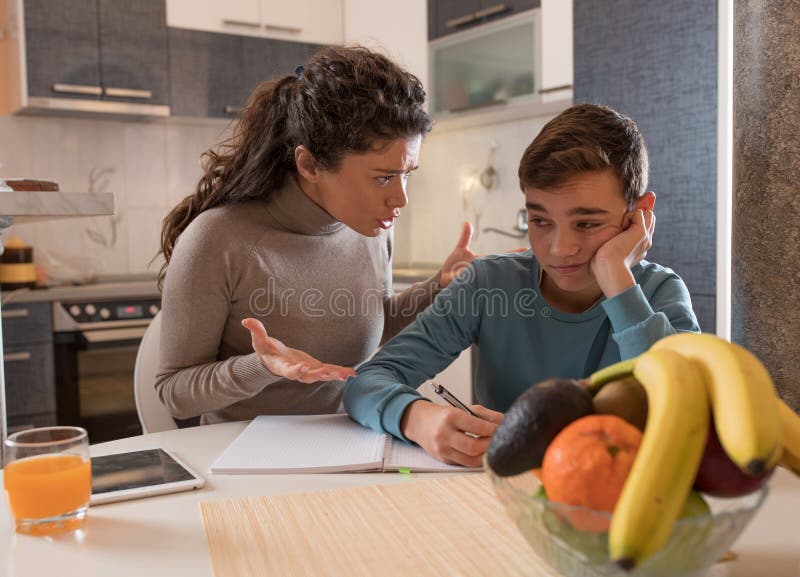 105 Mother Boy Homework Angry Stock Photos - Free & Royalty-Free Stock ...