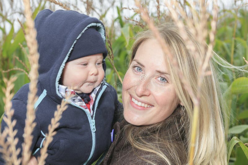 Mother and Son Having Fun Together in Fall Season Stock Image - Image ...