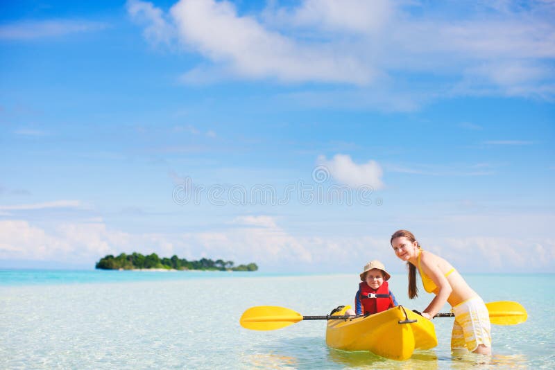 Mother and Child in a Kayak Stock Photo - Image of adventure, parent ...