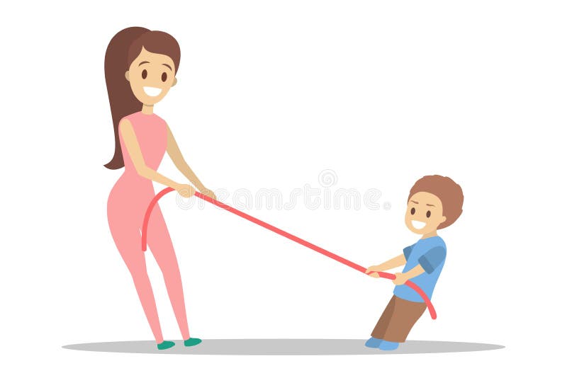 Children pull the rope stock vector. Illustration of clip - 95578947