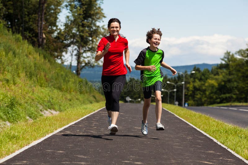 Mother and son running stock photo. Image of action, female - 38197970