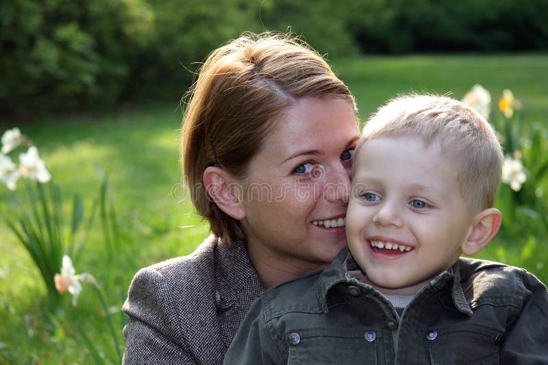 Mother and Son Smiling Outdoors Stock Image - Image of close, beautiful ...