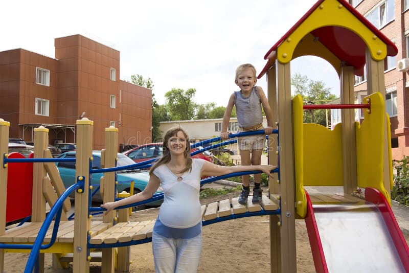 Mother and son in summer stock photo. Image of twenty - 42678256