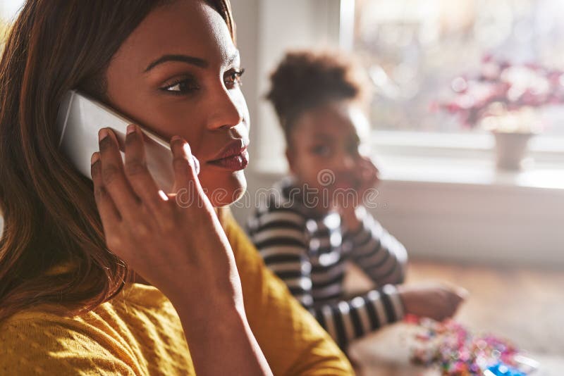Mother Talking on Phone Forgetting Child Stock Photo - Image of home ...