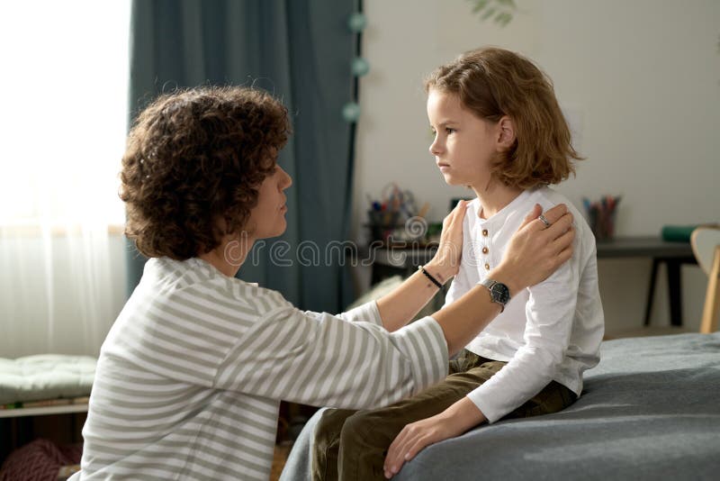 Mother Talking To Her Child Seriously Stock Photo - Image of emotional ...